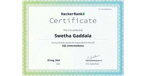 Gaddala Swetha On Linkedin Hackerrank Skill Certificate
