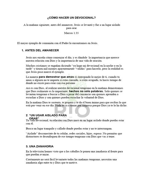Guía Para Hacer Un Devocional Pdf Oración