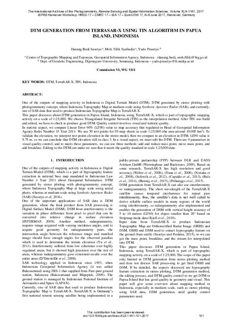 Pdf Dtm Generation From Terrasar X Using Tin Algorithm In Papua