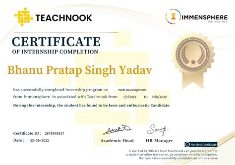 Bhanu Pratap Singh Yadav On Linkedin Internship Teachnook Webdevelopment