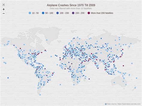 Airplane Crashes Since 1970 Till 2009 With Wines Theme Maps Point