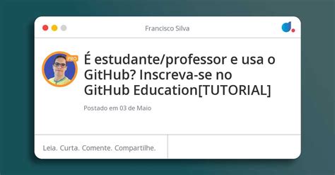 Estudante Professor E Usa O Github Inscreva Se No Github Education Tutorial