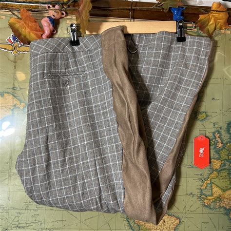 80s Size 10 Pendleton Grey Plaid Wool And Brown Depop