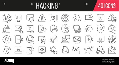 Hacking Line Icons Collection Set Of Simple Icons Vector Illustration Stock Vector Image And Art