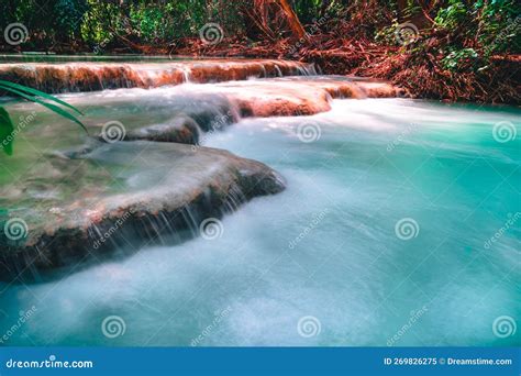 Hot Springs Onsen Natural Bath Is Surrounded By Red Yellow Leaves In