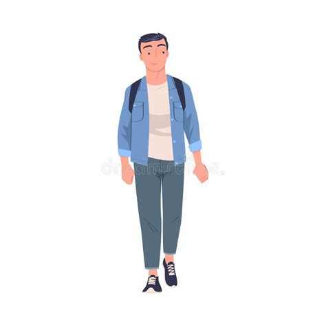 Walking Man Character Strolling In The Street And Smiling Vector
