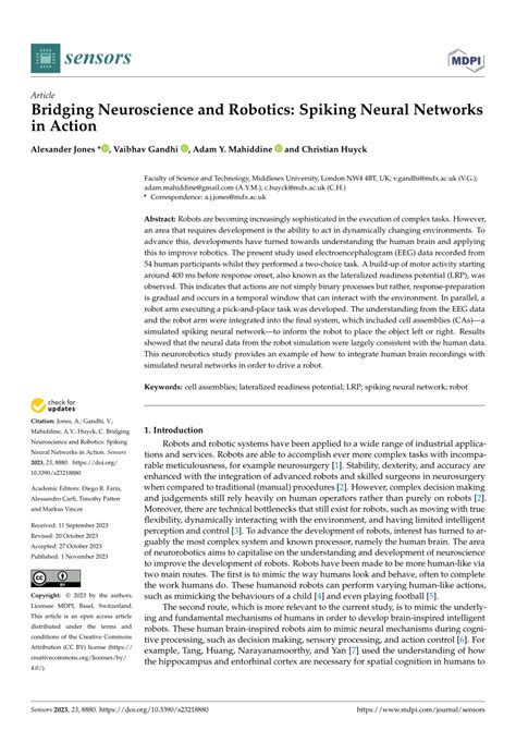 pdf bridging neuroscience and robotics spiking neural networks in action