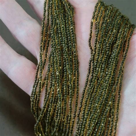 Vintage Bronze Seed Bead Multi Strand Necklace Statem Gem