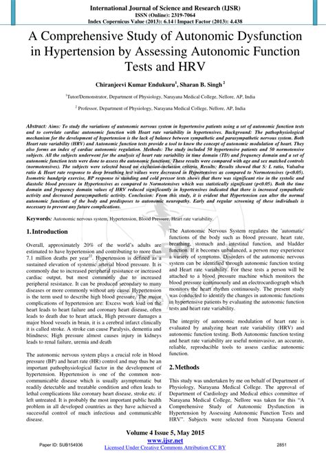 Pdf A Comprehensive Study Of Autonomic Dysfunction In Hypertension By