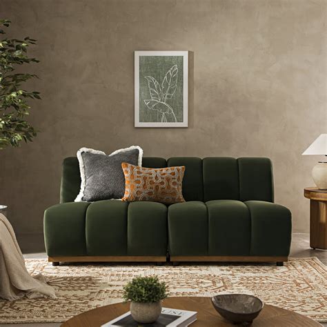 Granvia Moss Green Velvet Modular Sofa 2 Seater Sofa Daals