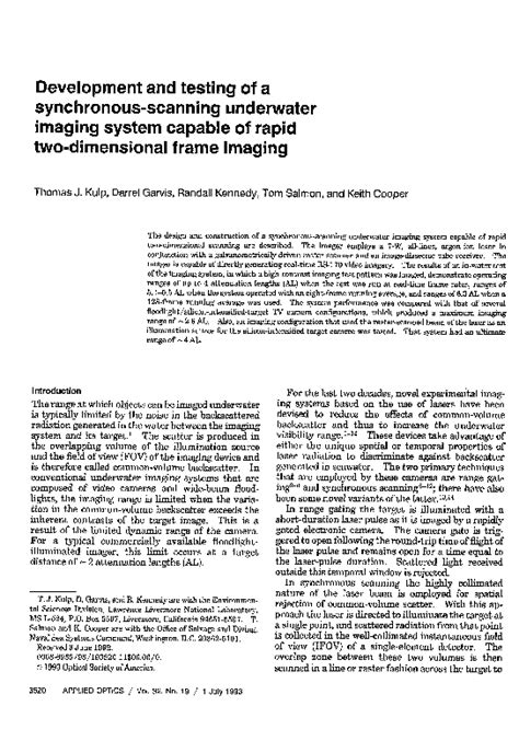 Pdf Development And Testing Of A Synchronous Scanning Underwater