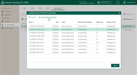 Removing Dynamodb Backups Created Manually Veeam Backup For Aws Guide
