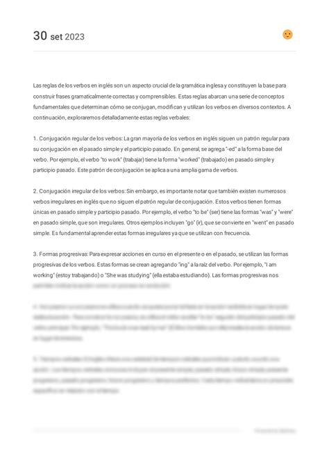 SOLUTION Reglas Verbales Del Idioma Ingl S Esp Studypool