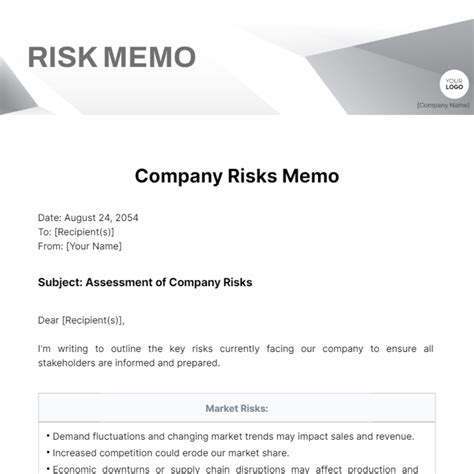 Free Risk Memo Template To Edit Online