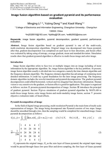 image fusion algorithm based on gradient pyramid and its performance