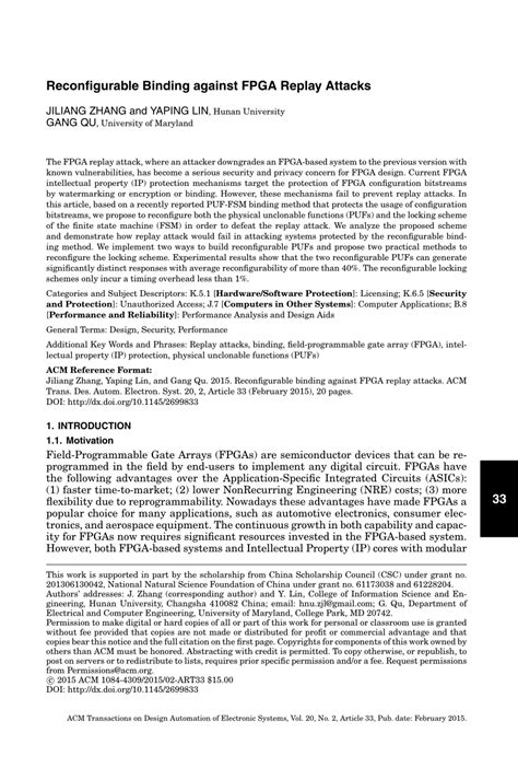 Pdf Reconfigurable Binding Against Fpga Replay Attacks