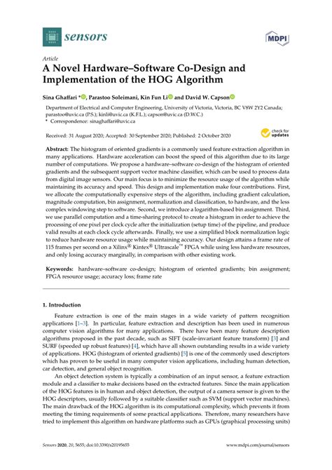 Pdf A Novel Hardware Software Co Design And Implementation Of The Hog Algorithm