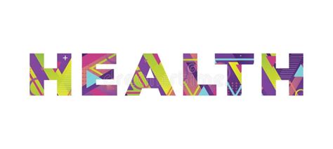 Health Concept Retro Colorful Word Art Illustration Stock Vector