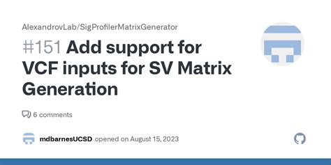 Add Support For Vcf Inputs For Sv Matrix Generation · Issue 151 · Alexandrovlab