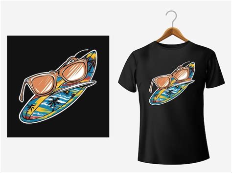 T Shirt Design Vector Illustration For Summer Lovers With Sunglass And