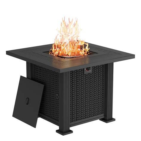 Latitude Run® 28 H Outdoor Steel Propane Fire Pit Table With Lid
