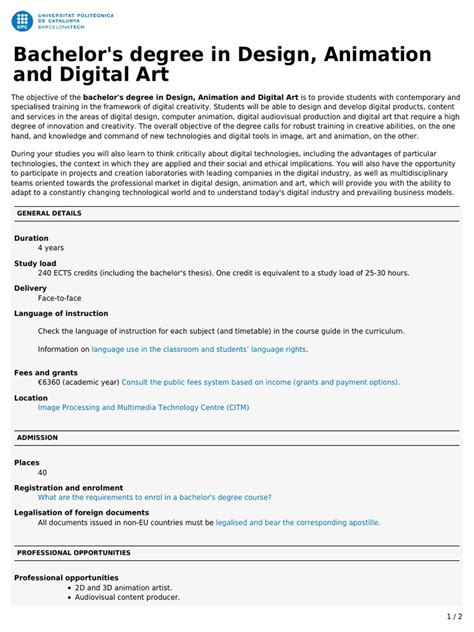 Bachelor S Degree In Design Animation And Digital Art Citm Pdf