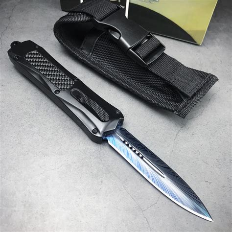Microtech 3300 Otf Spring Automatic Knife Pattern Blade Fiber Carbon