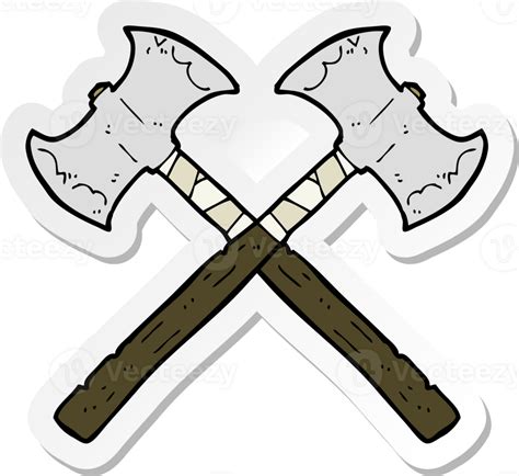 Sticker Of A Cartoon Crossed Axes 45305035 Png