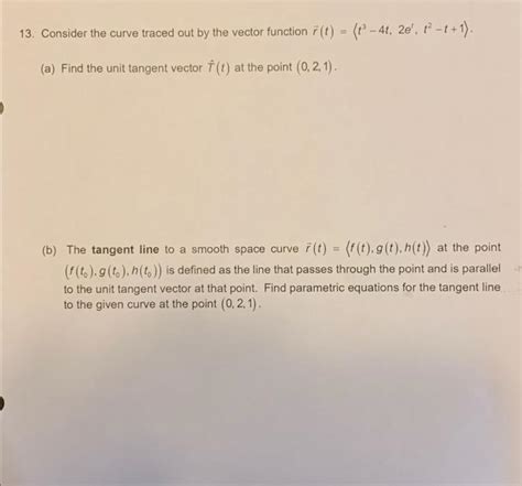 Solved Consider The Curve Traced Out By The Vector Chegg