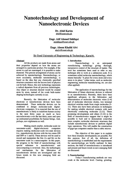 Pdf Nanotechnology And Development Of Nanoelectronics Devices