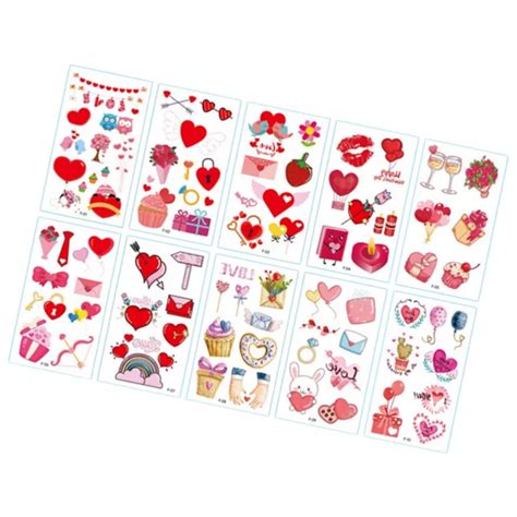 PCS AUTOCOLLANT De Tatouage D Amour Autocollants Jetable EUR PicClick FR
