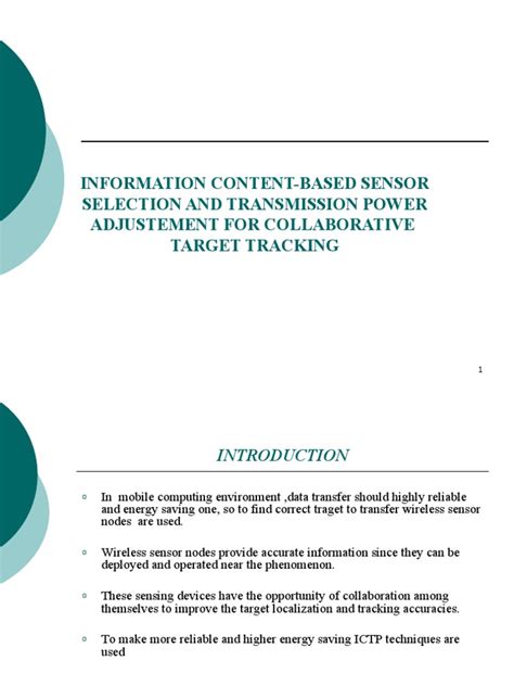 Information Content Based Sensor Selection And Transmission Power