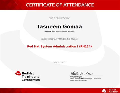 Passed Cyber Linux Red Hat Course Tasneem Gomaa Posted On The Topic