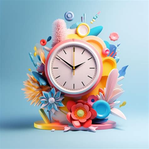 D Clock Time Digital Art Ai Drawing Realistic Abstract Digital Clock