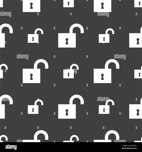 Open Lock Icon Sign Seamless Pattern On A Gray Background Vector