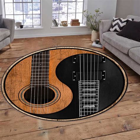 Guitar Rug Music Rug Decorative Rug Yin Yang Themed Rug Instrument