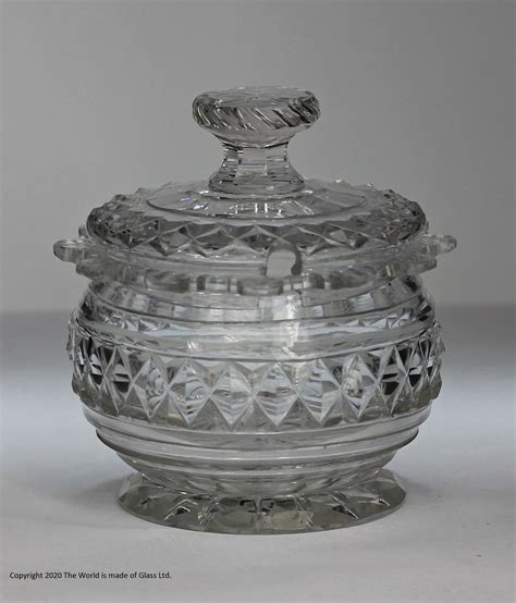 Late Georgian Angloirish Cut Glass Honey Pot And Cover 19th Century Glass