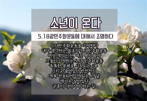 한강 소년이 온다 리뷰 5 18광주민주화운동에 대해서 조명하다 여섯 명의 시선으로바라 본 광주민주화운동 소년이온다결말해석
