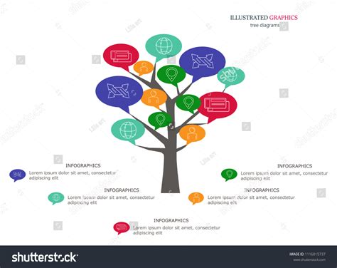 Illustrated Graphics Layout Workflow Tree Colorful Stock Vector Royalty Free 1116015737