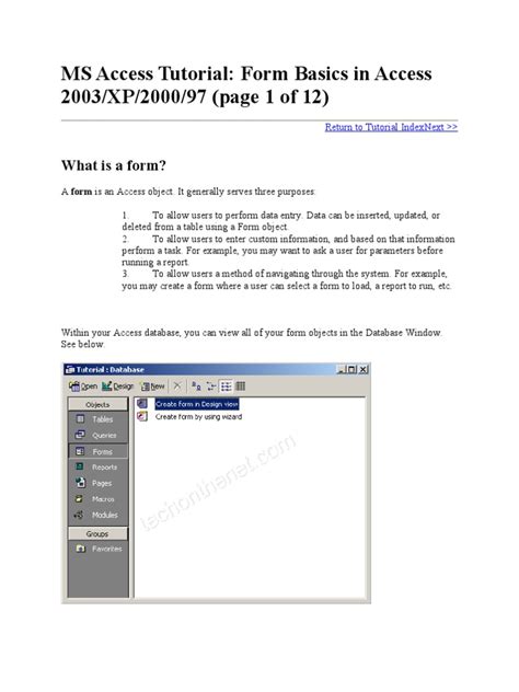 Ms Access Tutorial Pdf Microsoft Access Visual Basic For Applications