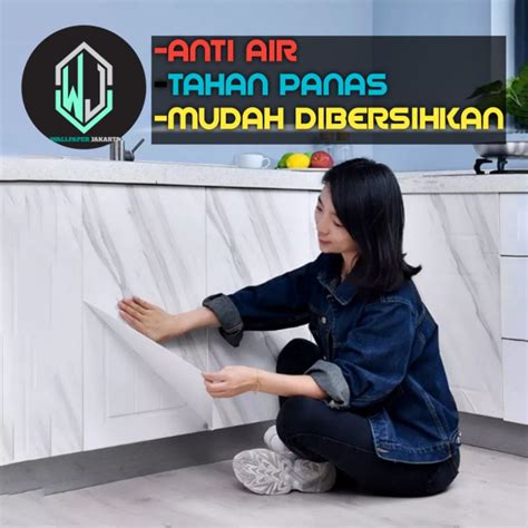 Jual Wallpaper Dapur Anti Air Minyak Noda Dan Panas Motif Marmer Glossy Polos Stiker Serat