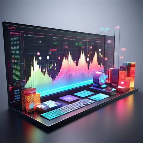 Dynamic D Render Trading Charts In Action Stock Illustration Illustration Of Ambiance