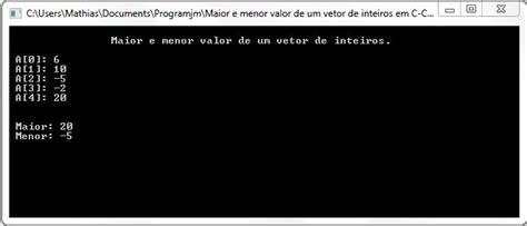 Programando Em Pascal Cc E Java Maior E Menor Valor De Um Vetor De Inteiros Em Cc