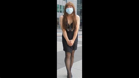 偽娘小翔穿細肩帶洋裝黑絲高跟小露事業線crossdress Youtube