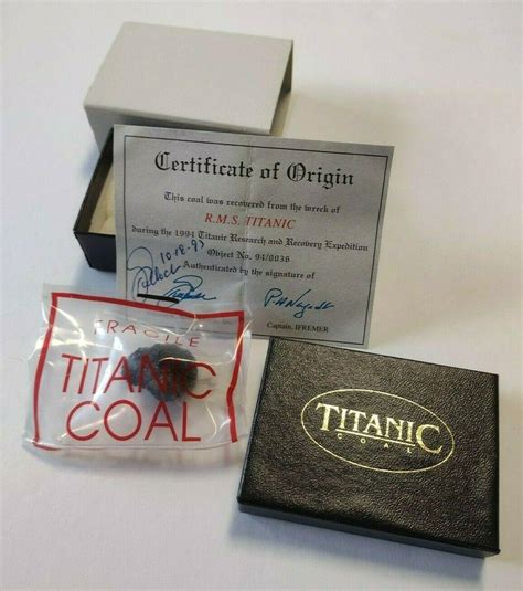 Authentic Titanic Coal With Certificate And Box Recovered 1994 Expedition