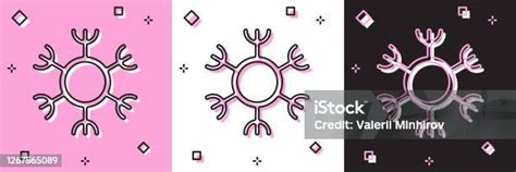 분홍색과 흰색 검은 색 배경에 격리 눈송이 아이콘을 설정합니다 벡터 0명에 대한 스톡 벡터 아트 및 기타 이미지 0명 12월 1월 Istock