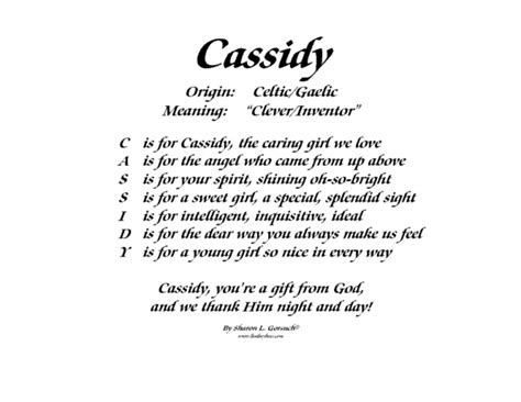Meaning Of Cassidy Lindseyboo