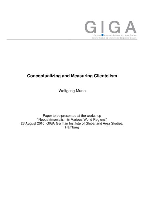 pdf conceptualizing and measuring clientelism