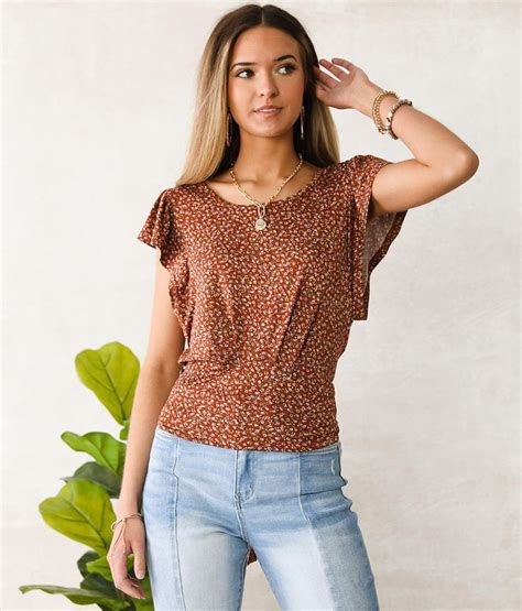 Willow And Root Open Back Tie Top Womens Shirts And Blouses In Rust