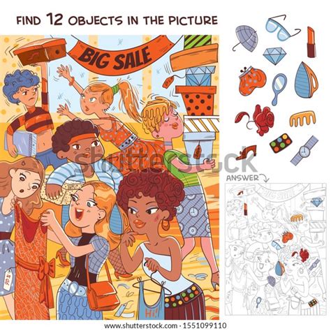 Find 12 Objects Picture Puzzle Hidden Stock Vector Royalty Free 1551099110 Shutterstock